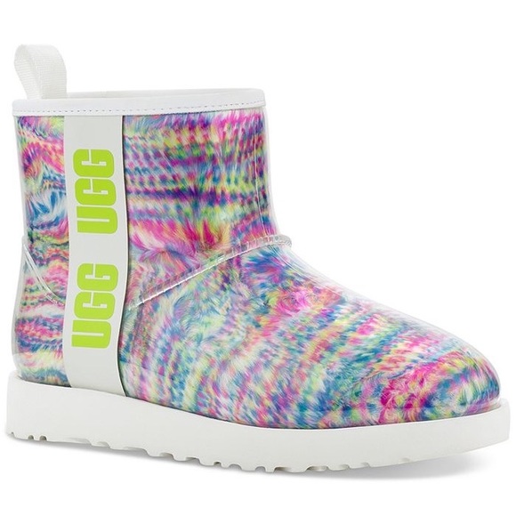 UGG | Shoes | Ugg Classic Clear Rainbow Print Boots | Poshmark